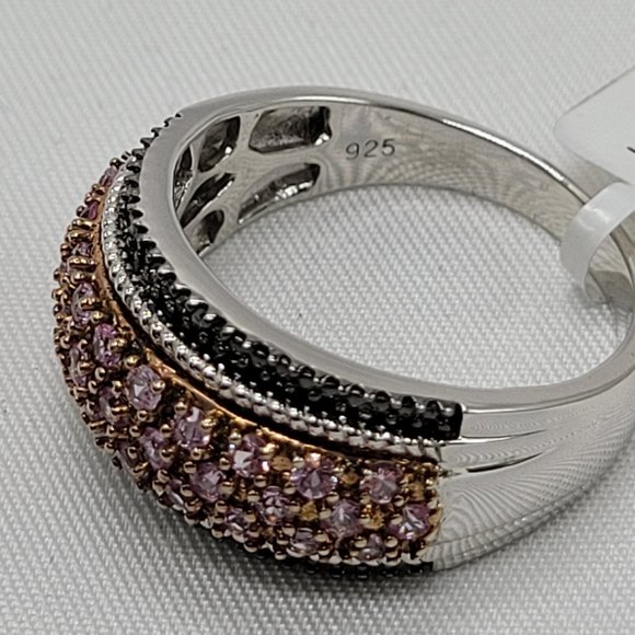 JTV/HSN | Jewelry | Nwt 925 Ring With Pink And Black Stones | Poshmark